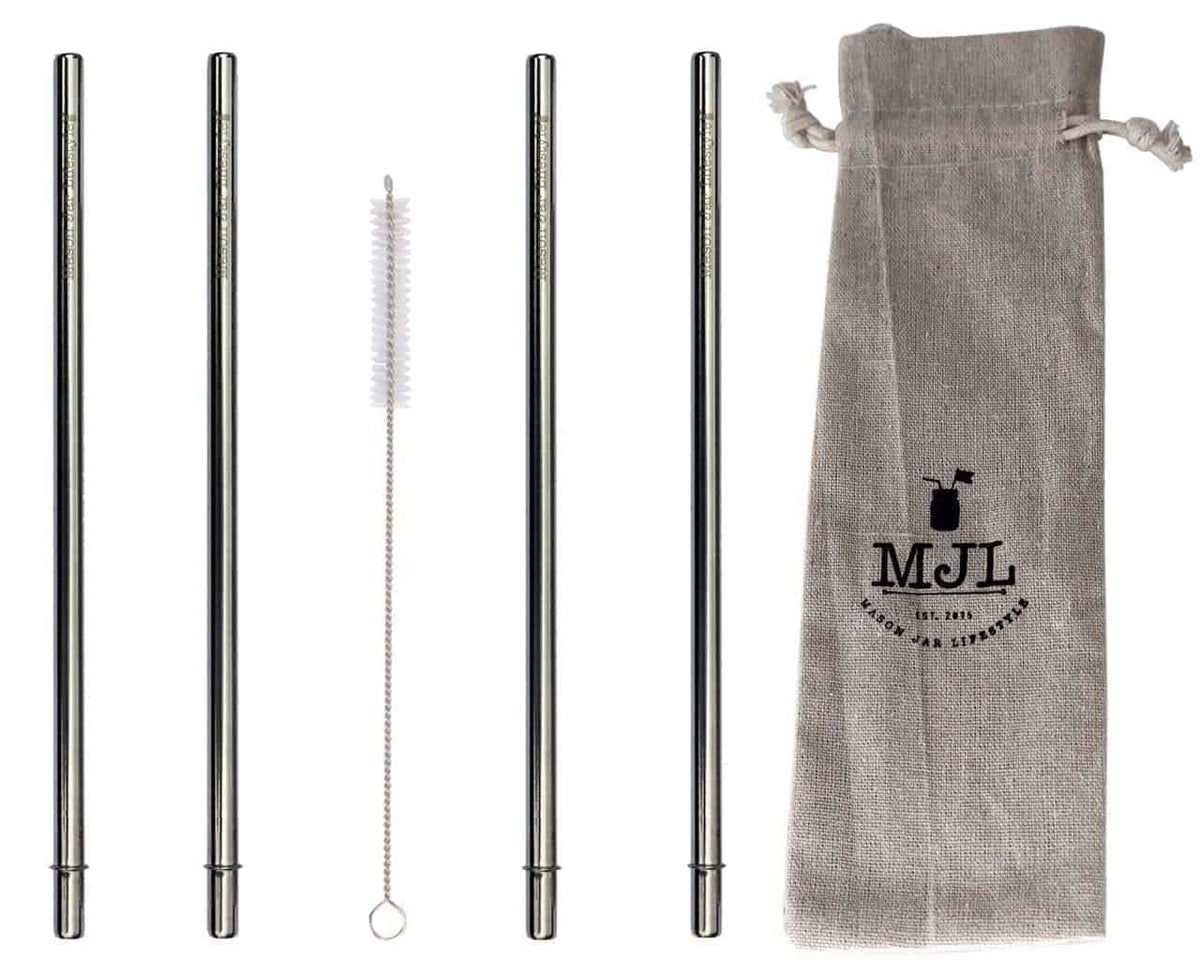 Extra Long 11 3/4" Safer Rounded End Stainless Steel Straws for Half G ...