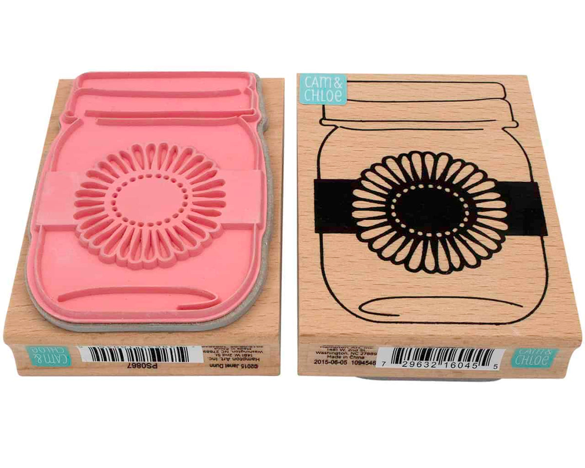 Mason Jar Stamp with Sunflower / Daisy Design — Specialty Food Source