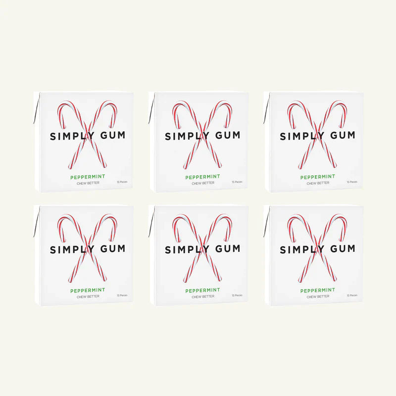 Simply Gum Holiday Peppermint Gum, 15 ct (Pack of 6) - GMO Free ...