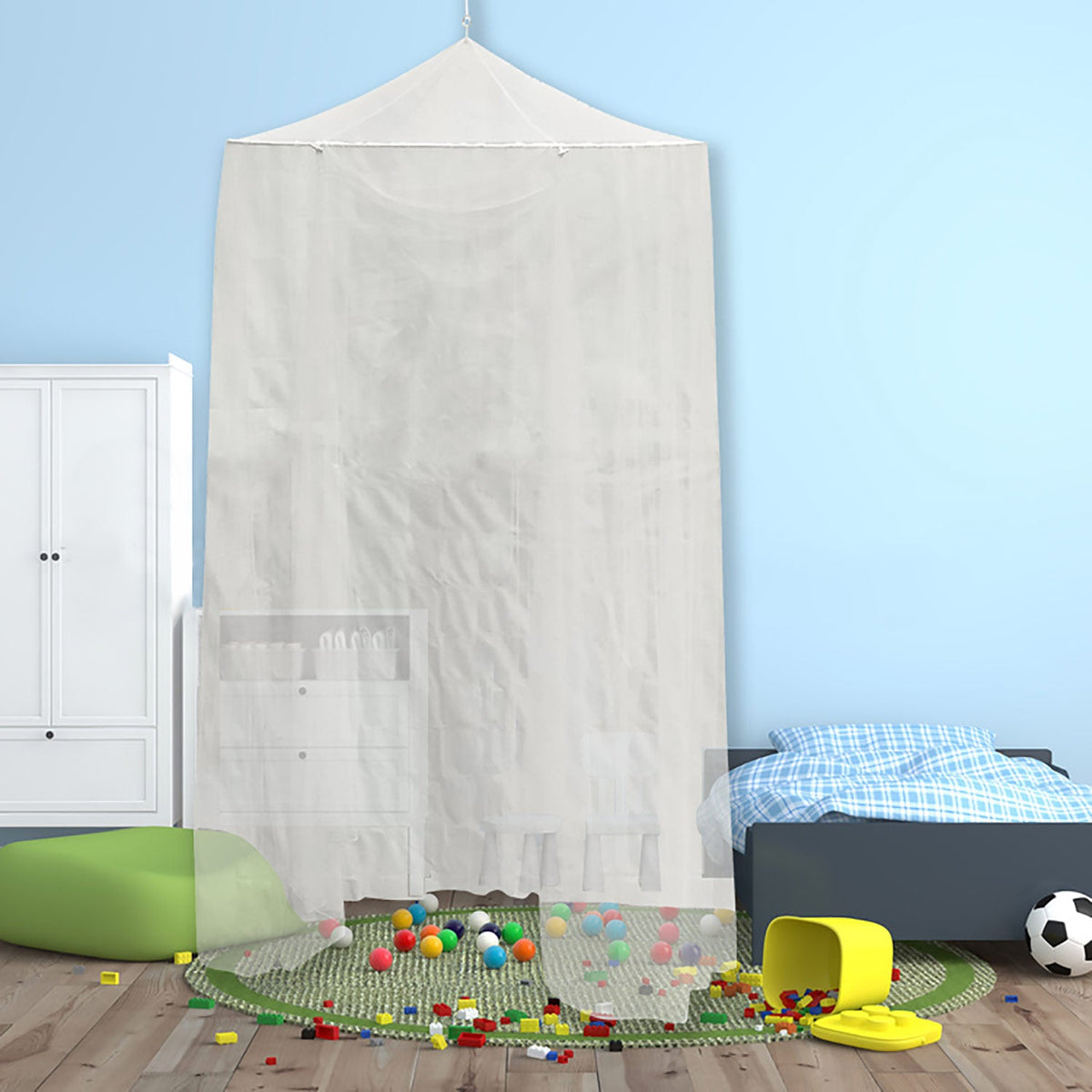 Just Relax Extra-Large Indoor-Outdoor Round Canopy Mosquito Net, White ...