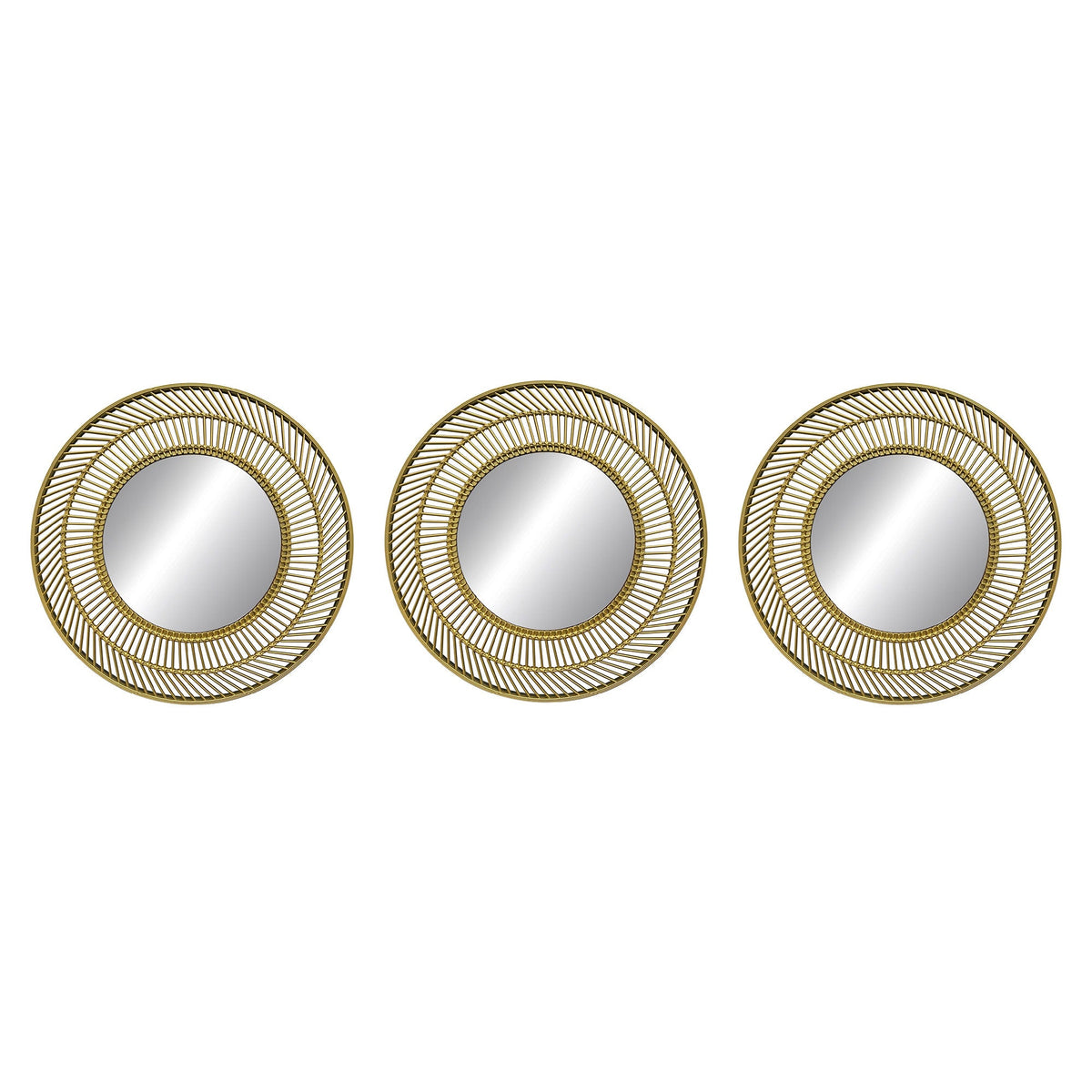 PREMIUS 3 Piece Plastic Mesh Circle Wall Decor Mirror Set, Gold, 10 In ...