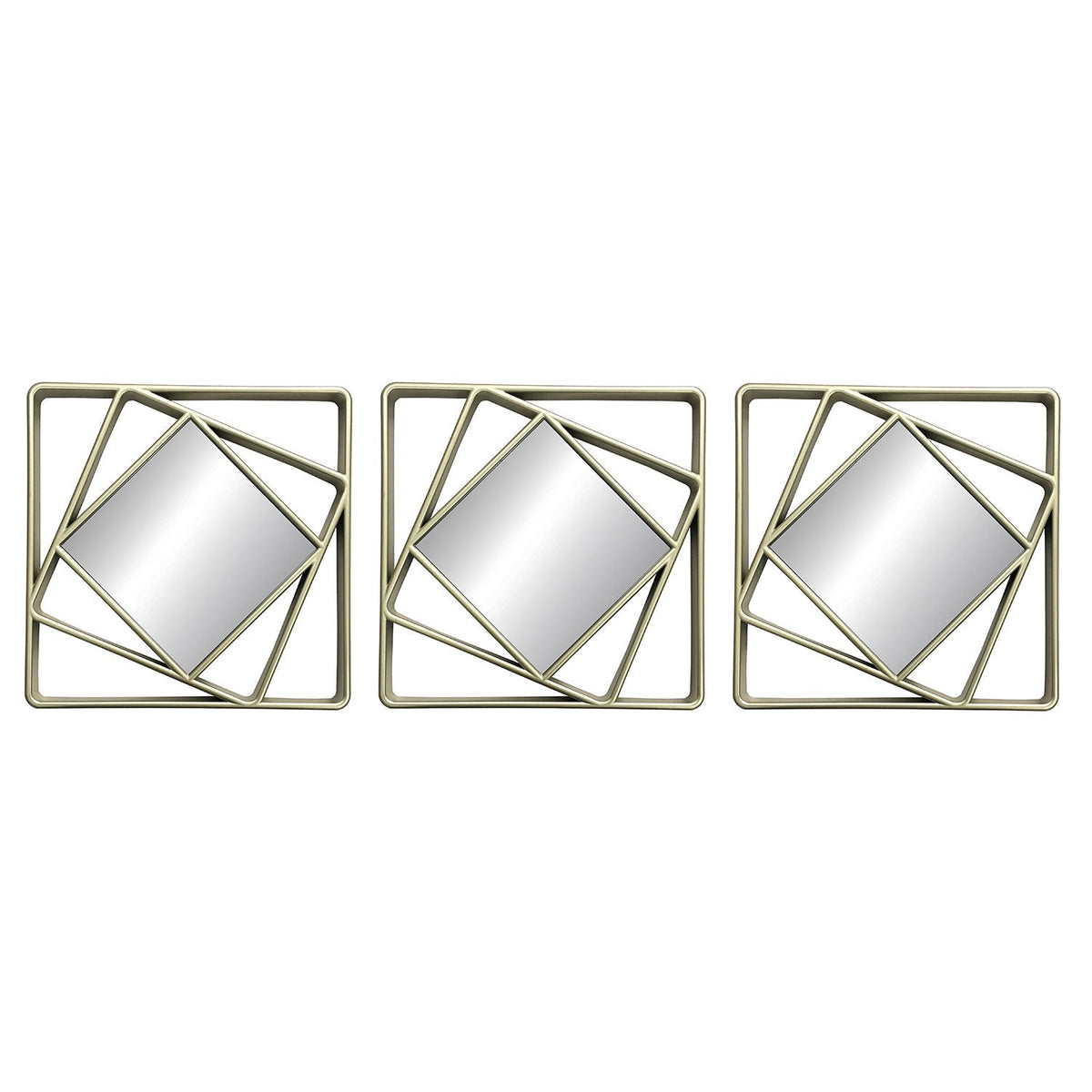 Premius 3 Piece Square Geometric Mirror Set Wall Decor, Champagne, 10 ...