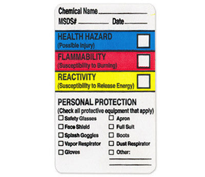Hazardous Material Safety Checkbox HMIG Labels: Write-In, 1.5" x 2.5 ...