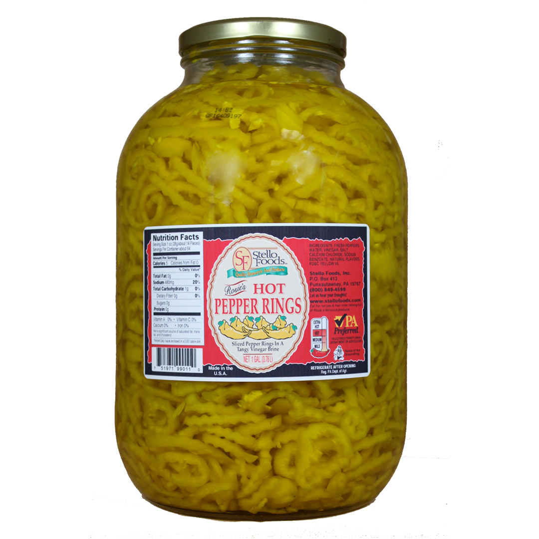 Stello Foods - Rosie's Hot Pepper Rings 128 oz — Specialty Food Source