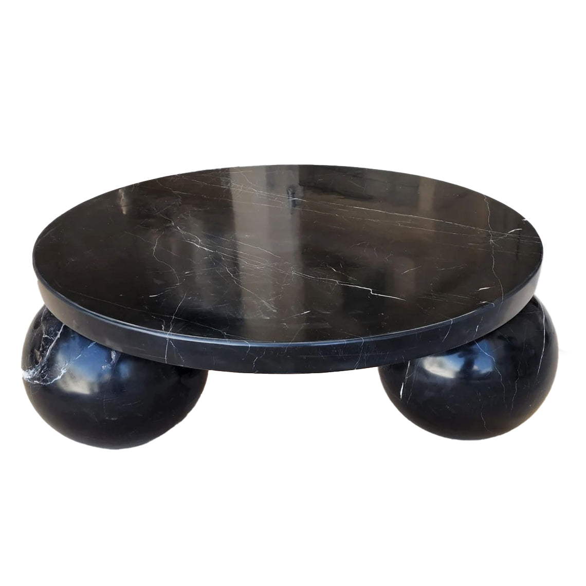 Toros Black Marble Round Designer Coffee Table with Sphere Legs ...