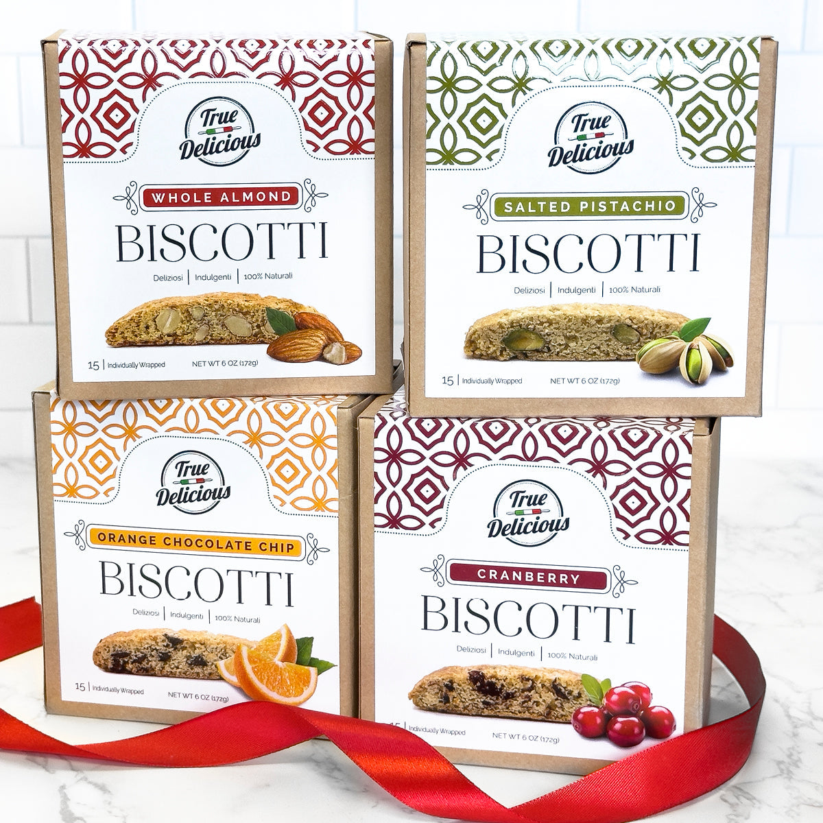 Biscotti Deluxe Gift Bundle, 4 Flavors, Individually Wrapped ...